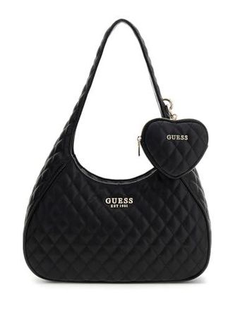 Guess Femme Atabey Hobo Sac &agrave; bandouli&egrave;re, Noir, Taille Unique