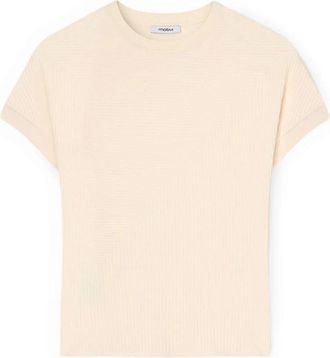 Motivi Femme, Pulls, Blanc, Taille: 36 FR Top en maille c&ocirc;tel&eacute;e avec manches kimono