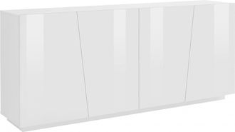 Dmora Dmora - Credenza Apollo, Madia Da Cucina A 4 Ante, Buffet Da Soggiorno, 100% Made In Italy, Cm 200x43h86, Bianco Lucido