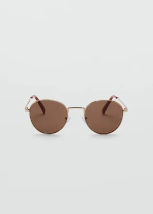 Mango Lunettes de soleil monture m&eacute;tallique ronde or - Femme - Taille unique - MANGO