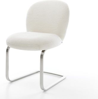 DELIFE Freischwinger Nube-Flex Boucl&eacute; Soft Beige Freischwinger flach Edelstahl Taschenfederkern, Esszimmerst&uuml;hle