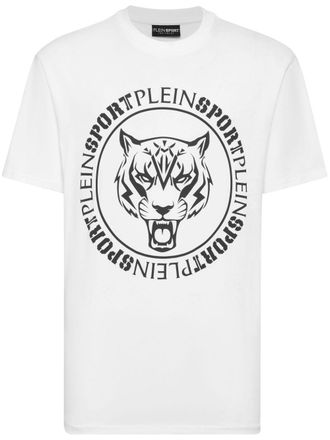 Plein Sport t-shirt en coton &agrave; imprim&eacute; tigre - Blanc
