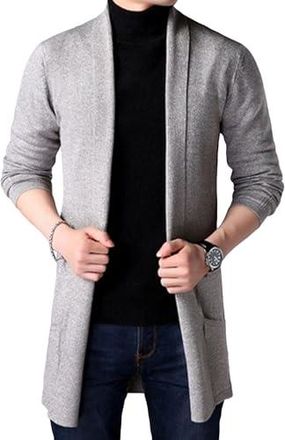 Generic Cardigan long pour homme avec poche pour lautomne et lhiver - V&ecirc;tement dext&eacute;rieur d&eacute;contract&eacute; - Vert, C4., XXL