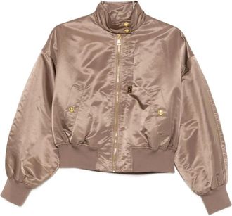 Elisabetta Franchi Femme, Vestes, Beige, Taille: 38 FR Bomber Jacket en tissu nylon