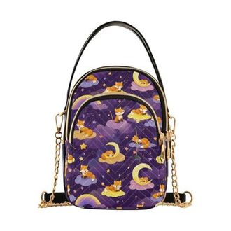 Mnsruu Dream Fox Sac &agrave; main en cuir pour femme Motif lune et &eacute;toile