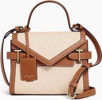 Le Tanneur Petit sac &agrave; main double rabat Emilie en toile coton et cuir lisse