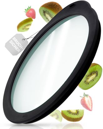 R&ouml;sle Frischhaltedeckel aus Glas, Glasdeckel mit Silikonrand zum Verschlie&szlig;en von Sch&uuml;sseln und T&ouml;pfen, sp&uuml;lmaschinengeeignet, 24 cm Durchmesser