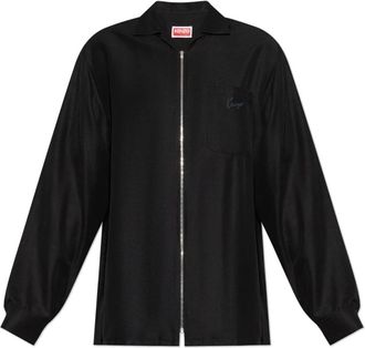 Kenzo Homme, Chemises, Noir, Taille: M Signature Zipped Oversized Shirt