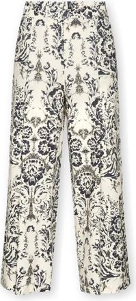 Elena Miro Femme, Pantalons, Noir, Taille: 40 FR Pantalon en popeline imprim&eacute;e