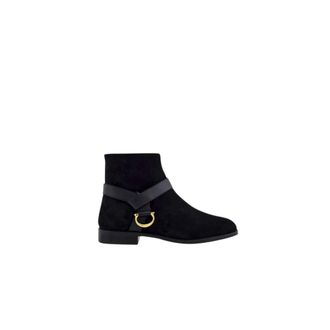 Carolina Herrera Schwarze Wildleder-Stiefeletten mit goldener Schnalle - - Shoes - Damen - Schwarzk - 36 EU