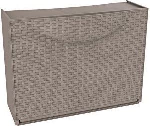 Terry Harmony Box Schuhregal, Taupe mit Rattan-Oberfl&auml;che, 51x19x39 cm