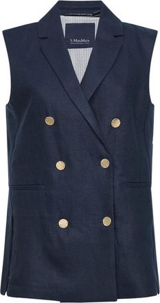 Max Mara Femme, Vestes, Bleu, Taille: 36 FR Bird Linen Blazer Vest