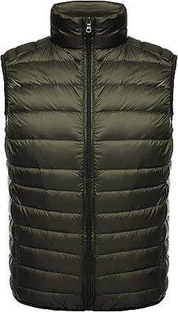 Generic Doudoune sans manches pour homme - Gilet imperméable de couleur unie pour hommes - Manteaux dhiver matelassés confortables et chauds pour hommes - Dou