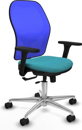 Piqueras y Crespo Chorquera B&uuml;rostuhl mit 3D-Armen, h&ouml;henverstellbare Lendenwirbelst&uuml;tze, ausgestattet mit Syncro/Traslack und injiziertem Schaumstoff, Blau/T&uuml;rkis