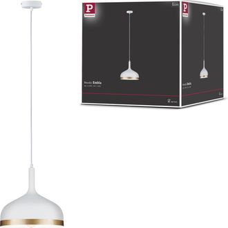 Paulmann 79628 Neordic Embla Pendelleuchte max. 1x20W H&auml;ngelampe f&uuml;r E27 Lampen Deckenlampe Wei&szlig; matt/Gold 230V Metall ohne Leuchtmittel