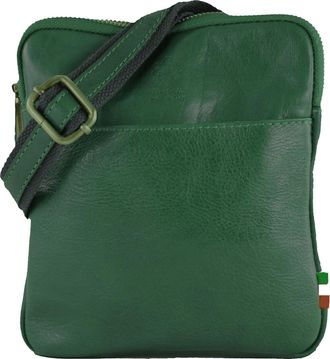 modamoda.de T256 - ital. Umh&auml;ngetasche Messengertasche Klein aus Leder, Farbe:Flaschengr&uuml;n