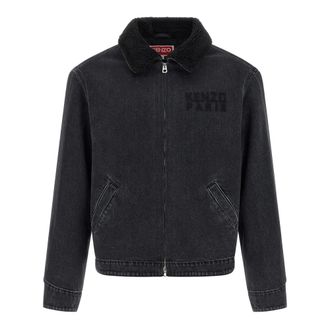 Kenzo Happy Tiger Utility-Fleecejacke mit Stickerei aus japanischem Denim - - Jackets - Herren - Schwarzk - XL