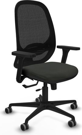 Piqueras y Crespo Schwarzer B&uuml;rostuhl mit 3D-Armlehnen, h&ouml;henverstellbare Lendenwirbelst&uuml;tze, ausgestattet mit Syncro/Traslack und Schneideschaum, mit Rollen von 65 mm,