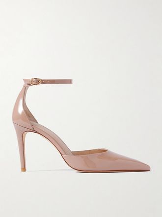 Stuart Weitzman Stuart Power Strap Pumps Aus Lackleder - Neutral