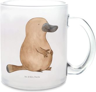 Mr. & Mrs. Panda Teetasse Schnabeltier Mut - Geschenk, Meerestiere, Teetasse aus Glas, Teebecher, Training, Tasse mit Henkel, Raodtrip, Teeglas