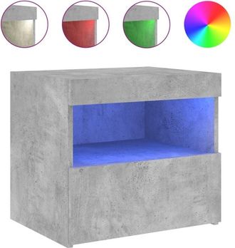 Les Tendances Table de chevet avec lumières LED gris béton 50x40x45