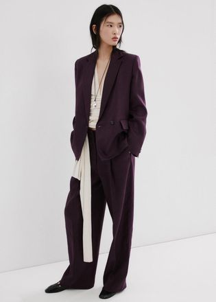 Mango Blazer costume lin violet - Femme - XXS - MANGO