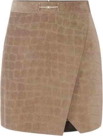 Elisabetta Franchi Femme, Jupes, Brun, Taille: 38 FR Minijupe en daim effet alligator
