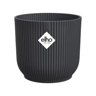 ELHO Vibes Fold Rund 22 Pflanzentopf - Blumentopf für Innen - 100% recyceltes Plastik - Ø 22.0 x H 20.2 cm - Schwarz/Anthrazit