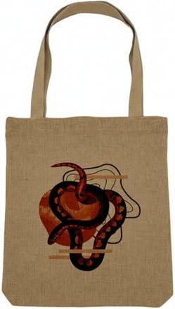 Fabulous Sac Shopping Tote Bag Aspect Lin - Serpent Rouge Minimaliste Biologie Illustration Ancienne - Sac de Courses Toile Epaisse 360g Beige Naturel Cabas Po