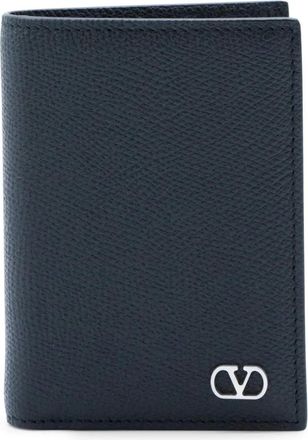 Valentino Garavani Portemonnaies - Textured Black Wallet With Silver-Tone Logo Emblem - Gr. unisize - in Schwarz - f&uuml;r Damen