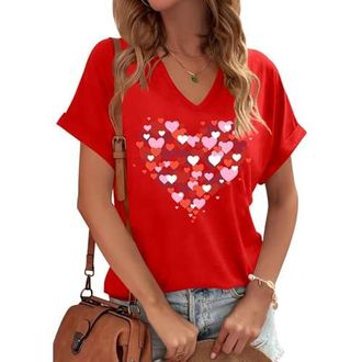 Generic T-shirt &agrave; manches courtes pour femme - T-shirt d&eacute;t&eacute; pour femme - T-shirt avec col rond - Imprim&eacute; d&eacute;contract&eacute; - Tenue arc-en-ciel - Mode - Chemise d&eacute;co