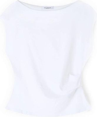 Motivi Top mit seitlicher Drapierung - - Blouses & Shirts - Damen - Wei&szlig; - XS