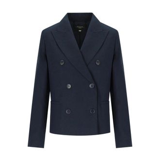 Max Mara Blauer Baumwoll Tappeto Doppelreihiger Blazer - - Jackets - Damen - Blau - 2XS