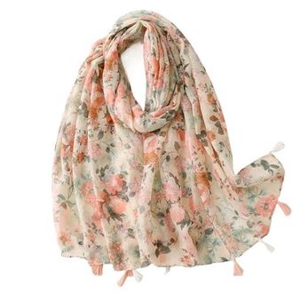 Generic &Eacute;charpe ch&acirc;le en viscose florale 180 cm pour hijab musulman, grande taille, bandeau tendance pour femme, quatre saisons, Couleur 277, taille unique