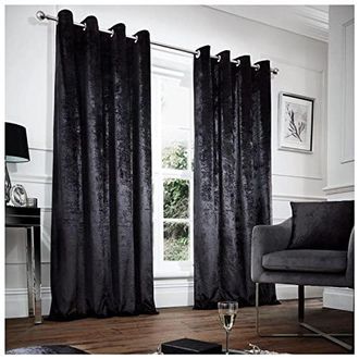 Gaveno Cavailia Pannesamt Knautschsamt Vorhänge für Schlafzimmer, wärmeisoliert, Türvorhänge, Ösenpaneele, Polyester, Schwarz, 66x72 Inch (2 Panel)