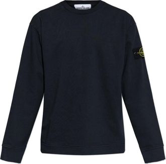 Stone Island Homme, Sweatshirts et sweats &agrave; capuche, Bleu, Taille: L Logo Patch SweaT-shirt