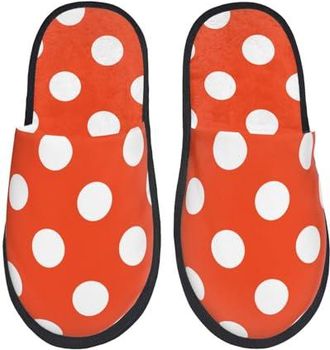 Generic Pantoufles Femmes Imprim&eacute; &agrave; pois orange et blanc Antid&eacute;rapant Chaussons Femme Chaud Respirant Chausson Maison Hiver Homme L