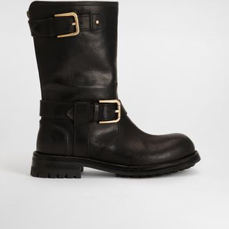 Dolce & Gabbana Bikerstiefel Aus Leder - Frau Stiefel Und Siefeletten Schwarz 39.5