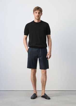 Mango Feinstrick-T-Shirt aus 100 % Baumwolle schwarz - Herren - M - MANGO MAN