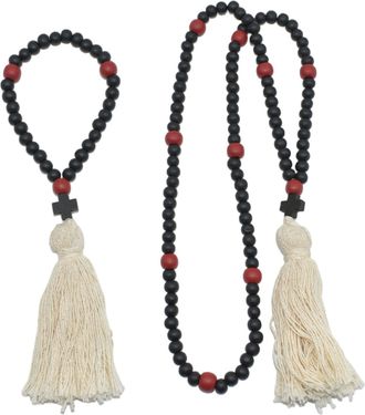 Aboofan 2Er Set Christliche Holzschmuck Halskette Mit Holzkreuzperlen, Herren Holzanh&auml;nger, Christlicher Partyschmuck, Weihnachtskreuz Halskette, Christliche 