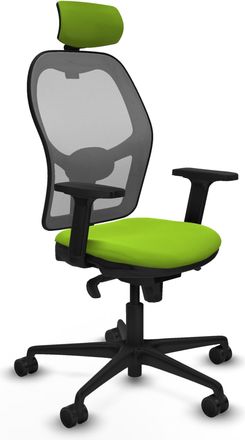 Piqueras y Crespo B&uuml;rostuhl mit 2D-Armen, h&ouml;henverstellbare Lendenwirbelst&uuml;tze und Kopfteil, h&ouml;henverstellbar und neigbar, Grau/Pistazie