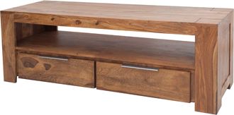 Invicta Interior Massives TV-Board MAKASSAR 130cm Schubladen Sheesham Lowboard TV Schrank Holz