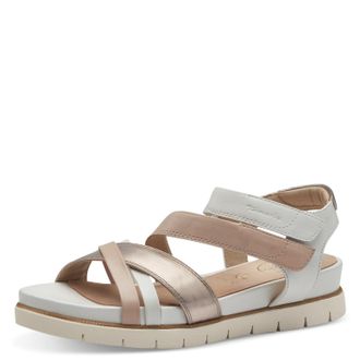 Tamaris Comfort Damen Sandalen flach aus Leder mit Klettverschluss, Rosa (Rose Comb), 39 EU