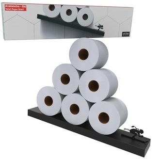 Artori Design Porte-Papier Toilette Avalanche Ski - D&eacute;coration Salle de Bain - Inclin&eacute; - Accessoires - Rangement Papier Noir - Rangement Unique pour Papier de Soie