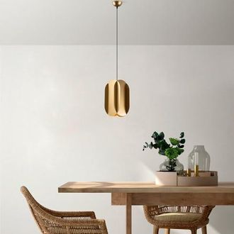 Opviq Elegant Gold Chandelier, Adjustable Height 40-115 cm, Metal Body, &Oslash;20 cm, E27 Socket, 90 cm Cable, Modern Design for Home & Office, IP20 Rated