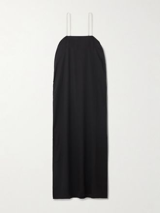 Sara Cristina Midikleid Aus Recyceltem Georgette Mit Perlen - Schwarz