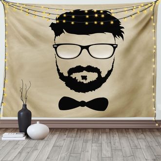 Abakuhaus Junger Mann Wandteppich und Tagesdecke, Hipster Boy Silhouette, aus Weiches Mikrofaser Stoff Wand Dekoration Für Schlafzimmer, 230 x 140 cm, Schwarz P