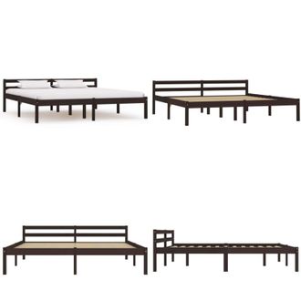 vidaXL Cadre de lit sans matelas marron fonc&eacute; pin massif 180x200 cm - Cadre De Lit - Lit Double - Lit En Bois - Bois Massif - Chambre &Agrave; Coucher - Home &
