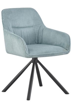 CARRYHOME Armlehnstuhl, Schwarz, Hellblau, Metall, Textil, Drehkreuz, 56x83x62 cm, Stoffauswahl, Sitzfl&auml;che 360&deg; drehbar, inklusive Armlehnen, Esszimmer, St&uuml;hle