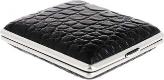 None Zigaretten-Etui Schwarz Croco Leather